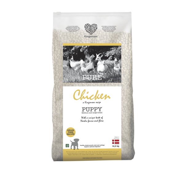 Kingsmoor Pure Chicken Puppy: Kyllingefoder til Mellemstore og Store Hvalpe