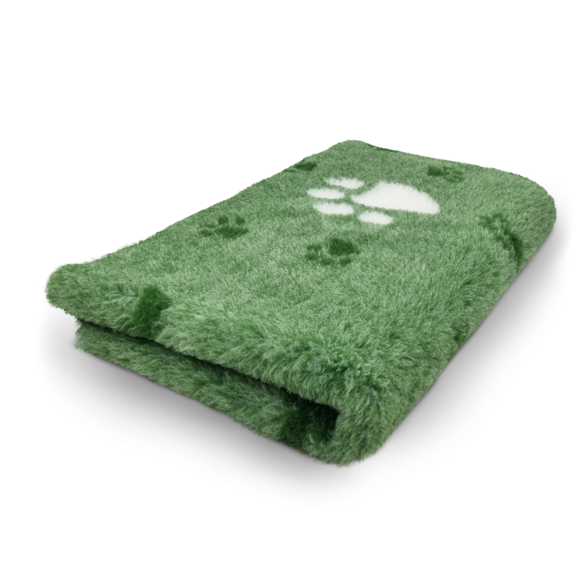 Vetbed støvet grønt m. store hvide poter og små grønne 75 x 100 ...